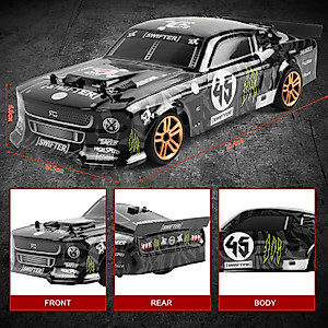 GoolRC RC Drift Car, 1:18 Scale Remote Control Car, 2.4GHz 4WD 30KM/H High Speed RC Racing Car with LED Light Strip for Adults and Kids