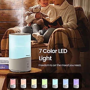 Aromacare Humidifiers for Bedroom, 4L Cool Mist Large Humidifier with Essential Oil Diffuser, Ultrasonic Top Fill Humidifier for Baby Home, Sleep Mode, Adjustable Mist Output, Auto Shut-Off