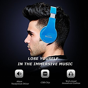 New Blue Color Over-Ear- HiFi Stereo- Bluetooth Headphones Headset-with Retail Package!