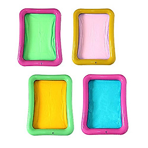 Topwon Inflatable Sand for Kids/Sand Tray/Sand Molds/Inflatable Sand/Portable Sand Tray /Sand Tray Lid (23.6×17.7Inch, Random Color)