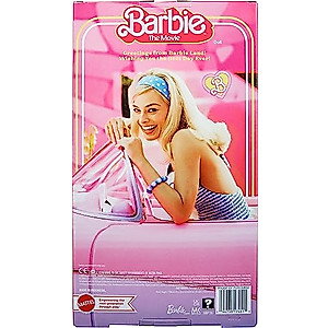Barbie The Movie Doll, Margot Robbie as Barbie, Collectible Doll Wearing Blue Plaid Matching Set with Matching Hat and Jacket