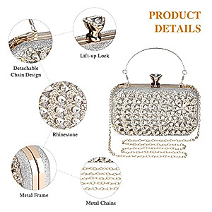 Tanpell Diamond Evening Bag Clutch Purses for Women Sequin Glitter Clutch Bag Evening Handbag Shoulder Bags Purse for Wedding Party Prom (Silver)