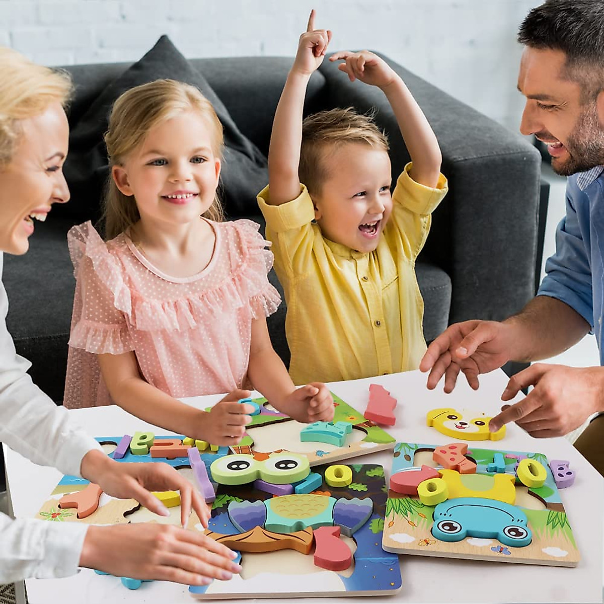 Toddler Puzzles, Wooden Toddler Puzzles Ages 1-3, Montessori Toys for 2-4 Year Old Boys Girls, 4 Pack Animal Shape Preschool Montessori Toys for Boys and Girls