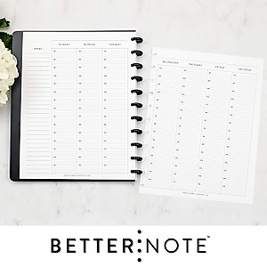 BetterNote Hourly Undated Calendar Refill for Discbound Notebook, Weekly Appointment Book, Fits Disc Levenger Circa, Arc, TUL, Big Happy Planner, Talia (Classic- 6 months, 11-Disc, 8.5"x11")