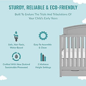 Dream On Me Storybrooke 5 in 1 Convertible Crib with Under Drawer