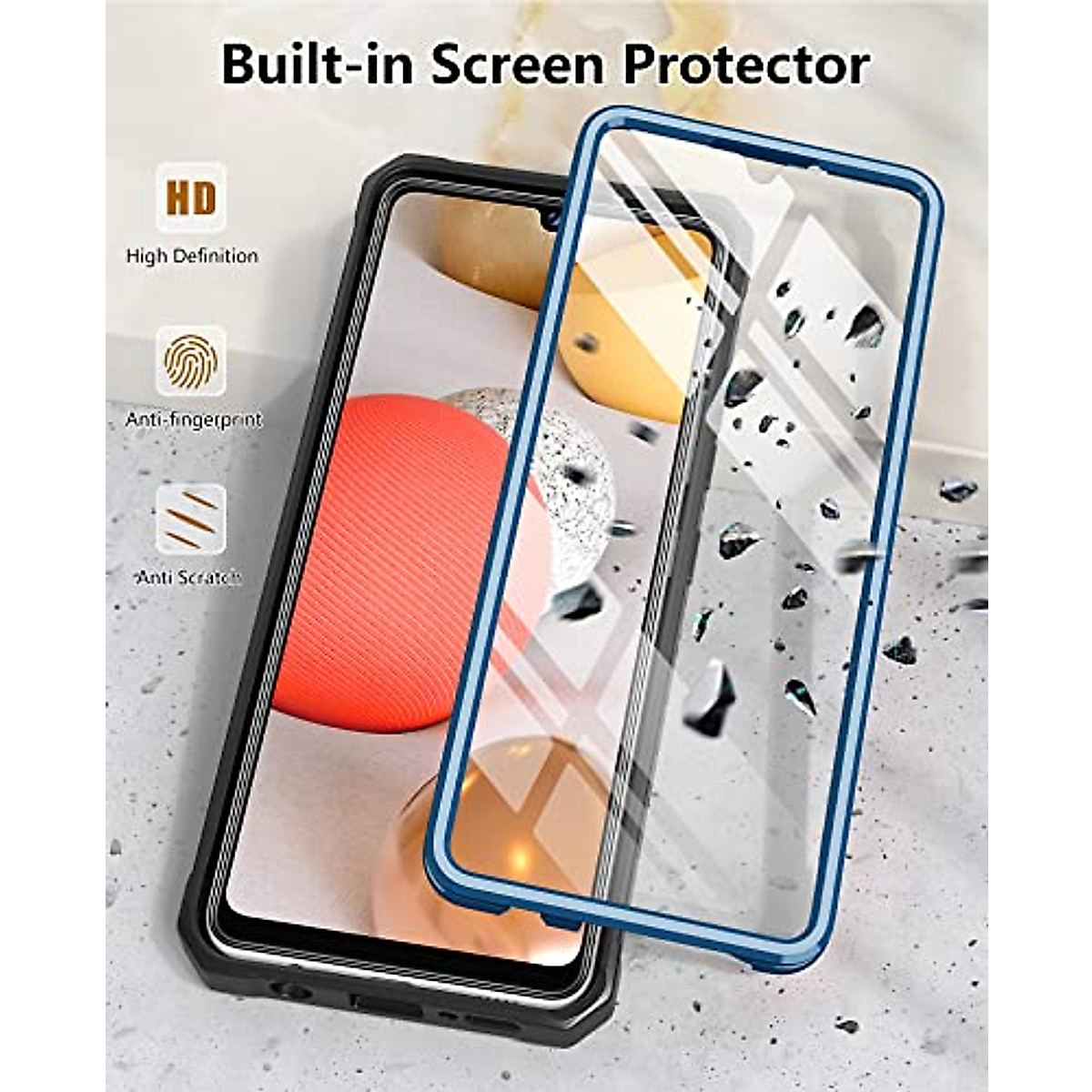 SOiOS for Samsung Galaxy A42-5G Case: TPU Soft Shockproof Protection | Hard Armor Design Shell - Heavy Duty Military Grade Drop Proof Durable Cell Phone Protective Cover with Kickstand for A42 Blue