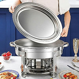 Oval Chafing Dish Set, Stainless Steel Food Warmer for Caterings Banquet Parties, Buffet Server Warming Tray with Water Pans and Fuel Holders
