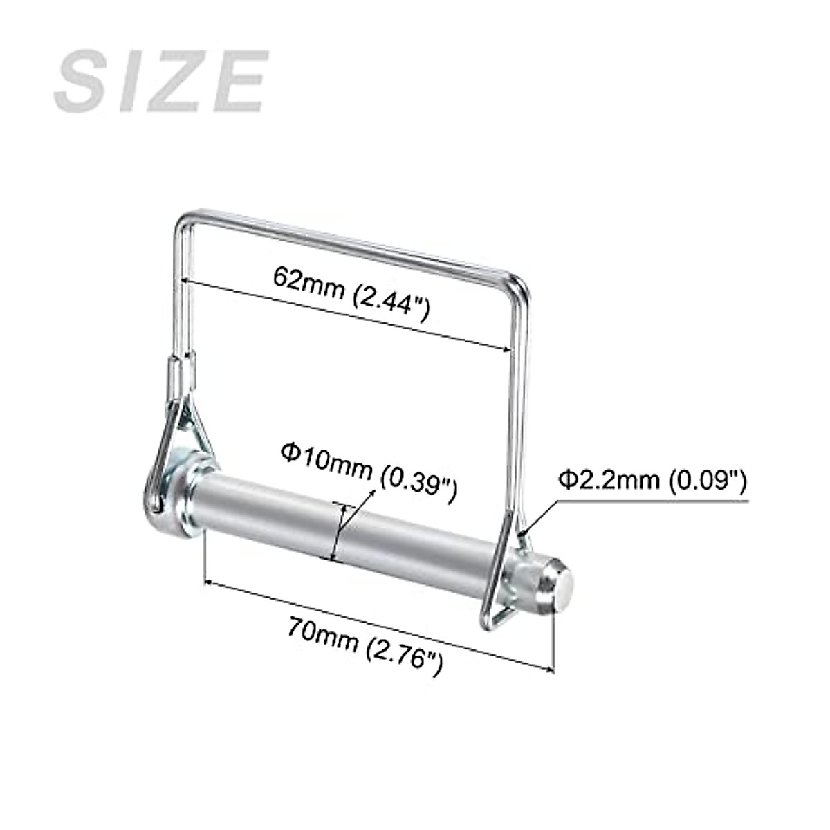 METALLIXITY Square Safety Coupler Pin 2pcs (3/8"x2.76"/ 10x70mm), Carbon Steel Shaft Locking Pin - for House Construction, Tractors, Trailers, Trucks, Mowers