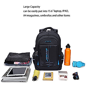 JSAHAH Backpacks Bookbag Casual Shoulder Daypack Travel Back Pack Black Blue