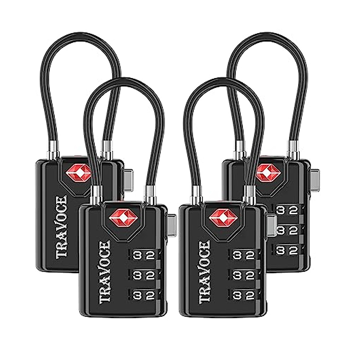 TSA Approved Luggage Locks, Travel Locks Which Also Work Great as Gym Locks, Toolbox Lock, Backpack and More, Black 4 Pack