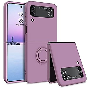 BENTOBEN Samsung Galaxy Z Flip 3 Case, Phone Case Samsung Z Flip3 5G, Slim Silicone Kickstand Ring Holder Shockproof Protetive Bumper Girls Women Cover, Purple
