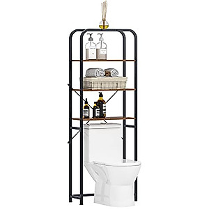 SogesHome 4-Tier Over The Toilet Storage, 68’’ Tall Bathroom Organizer Storage Shelf, Space-Saving Bathroom Shelf Over Washer, Wood Shelves for Small Rooms, Vintage Brown