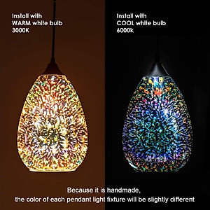 Pendant Lights for Kitchen Island, Glass Modern Hanging Ceiling Light Fixtures Dining Table Bathroom Bedroom Sink Bar, 3-Light Pendant Kitchen Lighting with Colored Shade 6 inch Diam