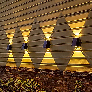 ASLIDECOR Solar Wall Lights UP and Down,Warm White Fence Lighting Waterproof Deck Step Light for Arbor Patio Yard