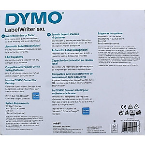 DYMO LabelWriter 5XL Direct Thermal Label Printer with USB and Ethernet Connectivity, Black - Monochrome, 62 Labels Per Minute, 300 dpi, 4 x 6 - Includes 1 Rolls of 500 Labels