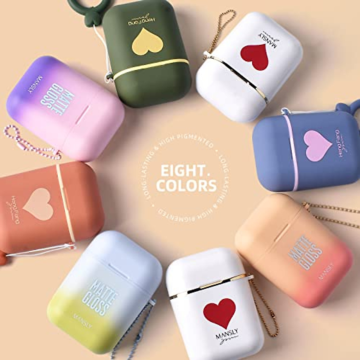 LAMUSELAND Matte Lipstick, 2Pcs/Set Waterproof Long Lasting Moisturizing Lip Stain Earphone Dual-color Lip Tint Gloss, Non-stick Cup Lip Make Up Gift Kit for Girls (Blue)