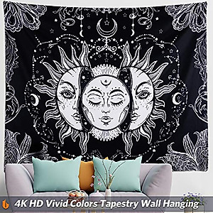 Urbanstrive Not Fade Machine Washable Mandala Tapestry Wall Hanging Trippy Hippie Bohemian Psychedelic Wall Tapestry for Bedroom Living Room, Blue White, Small (28.7x37.4 Inches)(73x95 cm)