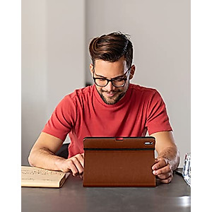 DTTO for New iPad Air 5th/4th Generation Case 2022/2020 with Pencil Holder, Premium Leather Business Folio Stand Cover [2nd Pencil Charging] - Multiple Viewing Angles for iPad Air 10.9", Dark Brown