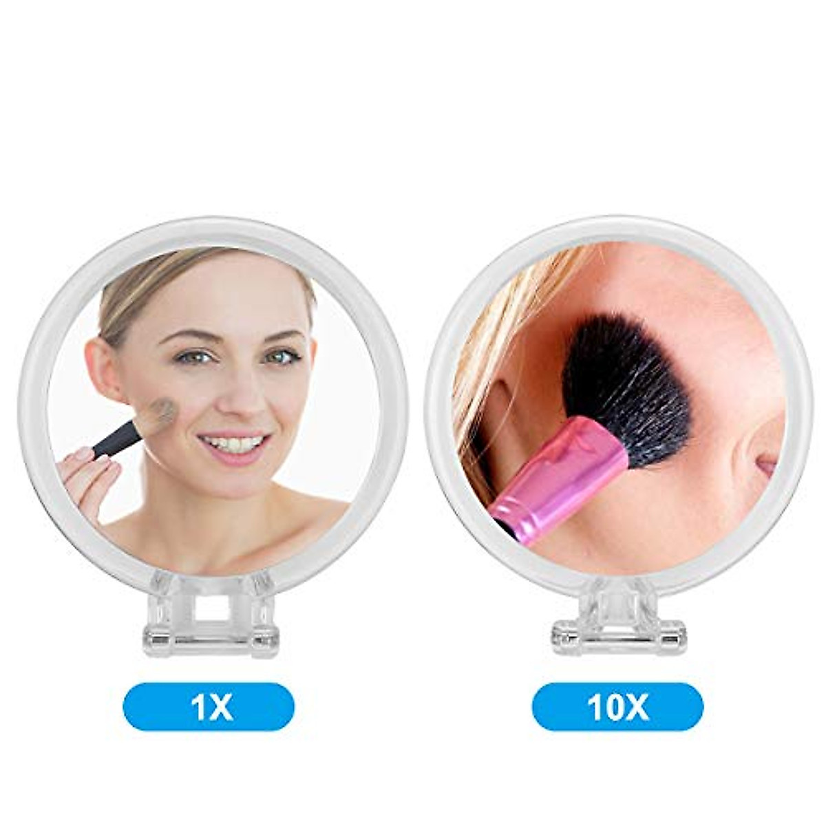 Snowflakes Double Sided Folding Handheld Mirror 1X/10x Magnification Hand held Mirror.