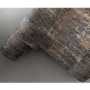 AMINAH DECO Charcoal Gold Classic Distressed Metallic Wallpaper Peel and Stick Wall Paper Texture Self Adhesive Cotact Wall Paper,20.5 in.W X 236.0 in. L