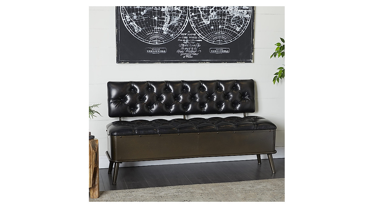 Deco 79 Industrial Metal Storage Bench - Stylish & Durable
