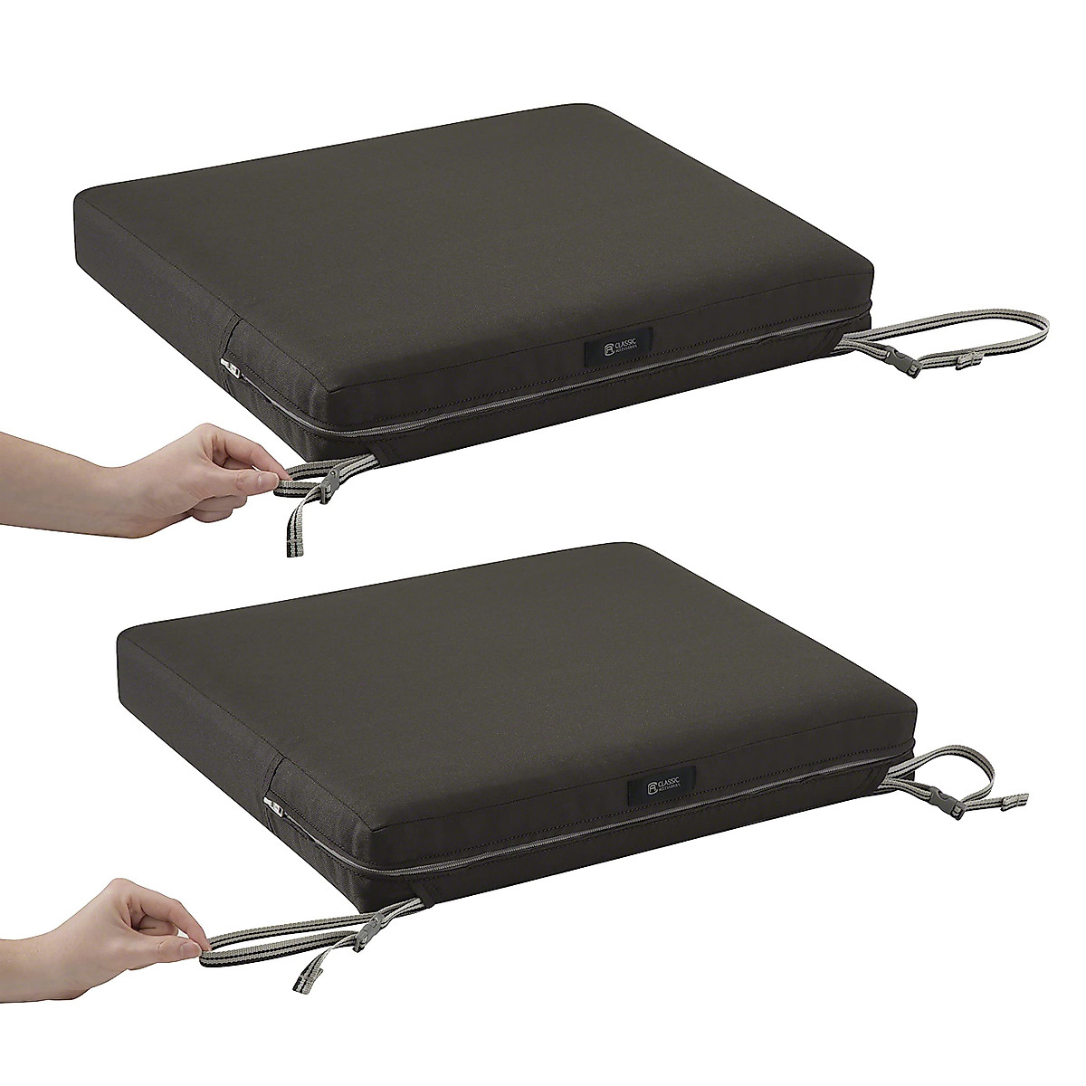 Classic Accessories Ravenna Water-Resistant 72 x 21 x 3 Inch Slip Cover for Patio Chaise Lounge Cushion, Espresso, Patio Furniture Cushion Covers