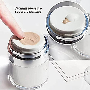 Airless Pump Jar,Cream Jar Vacuum Bottle, Empty Refillable Cosmetic Air Pump Jars Bottles, Portable Airless Lotion Sample Container Pot, Leak-Proof DIY Portable Travel Makeup Containers (15ML)