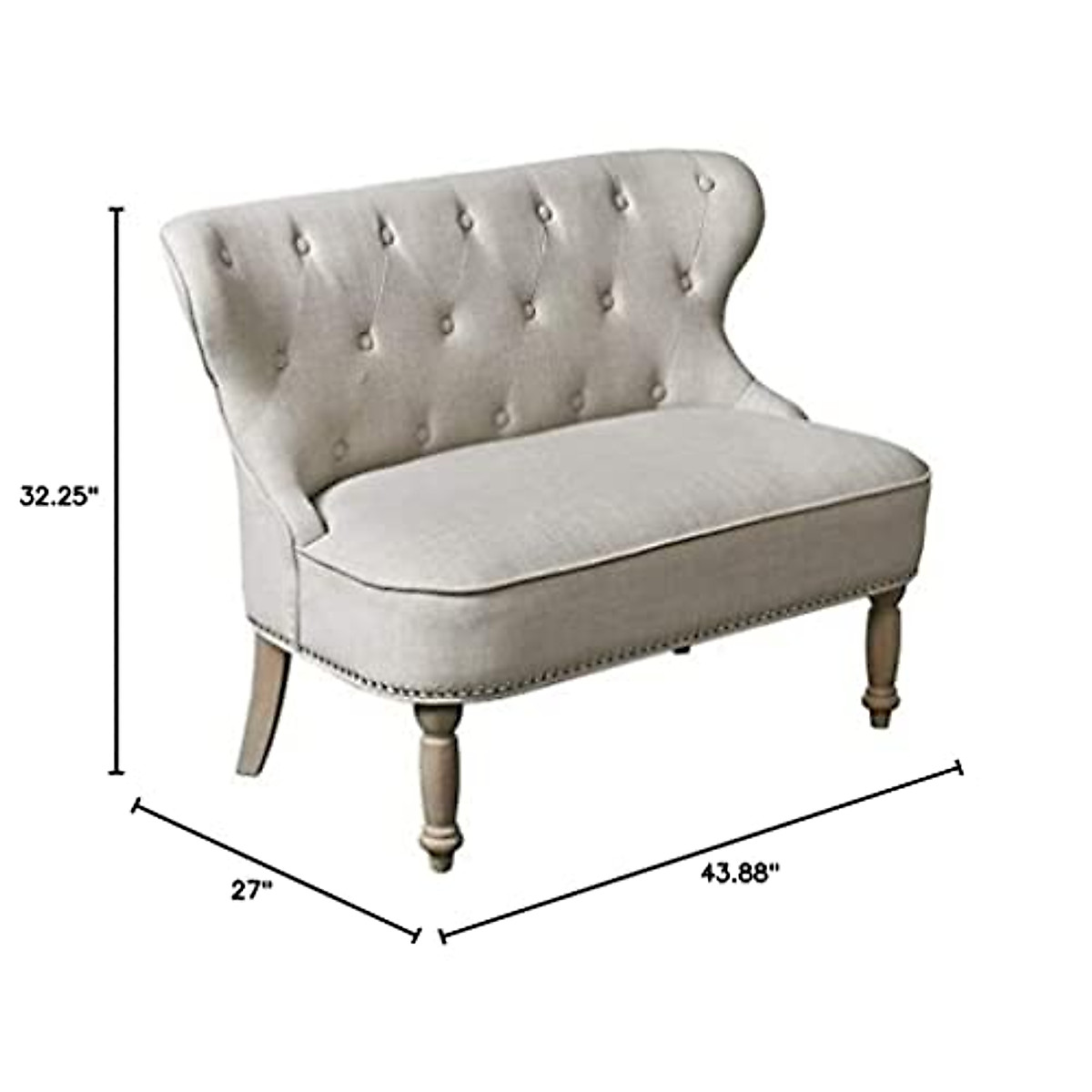 Madison Park Stanford Accent Loveseat - Solid Wood, All Foam Two Seat Settee - Tan Mid-Century Style Two Seat Sofa - 1 Piece Retro Accent Love Seat for Living Room, See Below