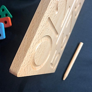 Mfumyy Montessori Alphabet Number Tracing Boards Double Sided Wooden Learn to Write ABC 123 Board Writing Practice Board for Kids Preschool Educational Toy,Homeschool Supplies (ABC+123 Board)