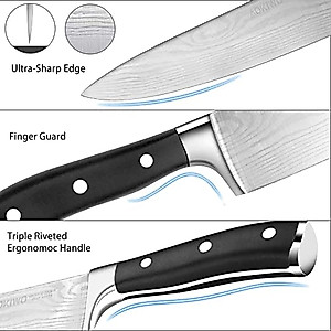 Knife Set, 21 Pieces Kitchen Knife Set with Block Wooden, Germany High Carbon Stainless Steel Professional Chef Knife Block Set, Ultra Sharp, Forged, Full-Tang (Black)