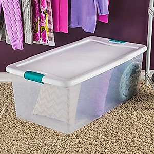 Sterilite 106 Quart Clear Plastic Stackable Storage Container Bin Box Tote with White Latching Lid Organizing Solution for Home & Classroom, 12 Pack