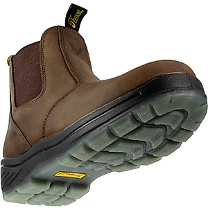 Thorogood Thoro-Flex 6” Slip On Work Boots for Men - Premium Leather with Comfort Footbed, Slip-Resistant Outsole, and Scuff-Free Translucent Bottom; EH Rated, Black/Trail Crazyhorse - 11 M US