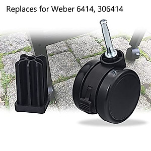 6414 Caster Wheel with Caster Insert Compatible with Weber, Genesis 1000-5000, Genesis A,B,C (2002-2003), Genesis Gold B/C (2002 and Newer), Platinum 1, Summit, Silver, Spirit Gas Grills