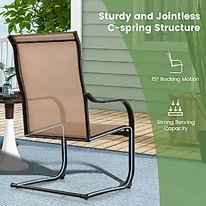 Giantex Patio Chairs Set of 4, High Back Outdoor Chairs w/Sled Base, All Weather Fabric, Heavy Duty Metal C-Spring Frame, Outside Dining Chairs for Lawn Deck Porch Balcony Backyard Pool