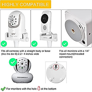 iTODOS Baby Monitor Mount Camera Shelf Compatible with Infant Optics DXR 8 & DXR-8 Pro and Most Other Baby Monitors,Universal Baby Camera Holder,Attaches to Crib Cot Shelves or Furniture (White)