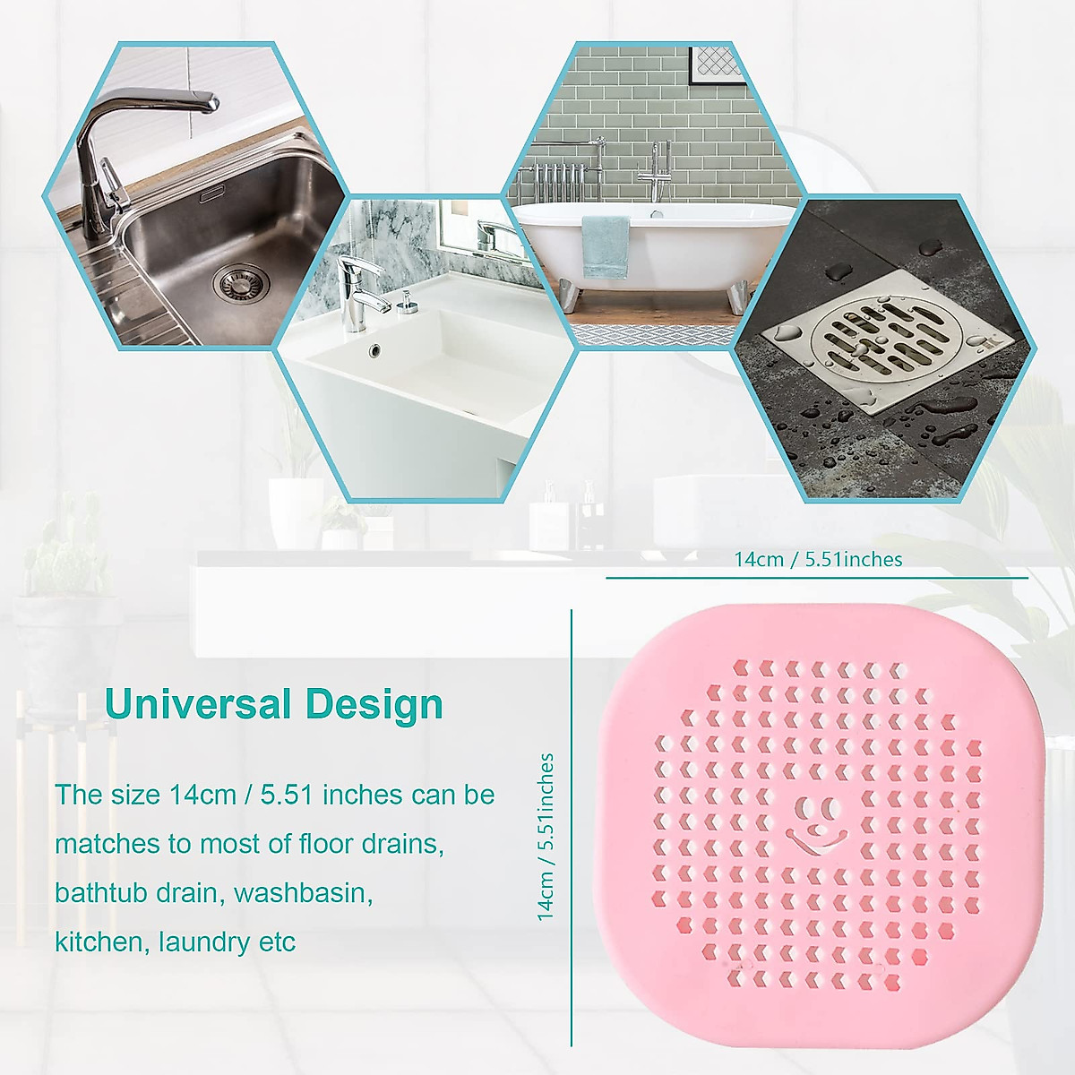 Shower Drain Hair Catcher, Hair Drain Catcher with Suction Cups Tub Drain Hair Catcher Hair Stopper for Shower Drain Bathtub Hair Drain Catcher for Bathroom Bathtub Kitchen Sinks (Black)