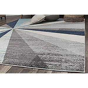 Rugs America Rays Contemporary Geometric Rug Hale Blue KA20A 8'0"X10'0" Area Rug