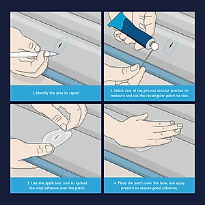 Lupo 12 Piece Heavy Duty Vinyl Repair Kit for Above Ground Swimming Pool Liners, Hot Tubs, Inflatables, Air Beds (Repair Patches, Glue and Application Tool)