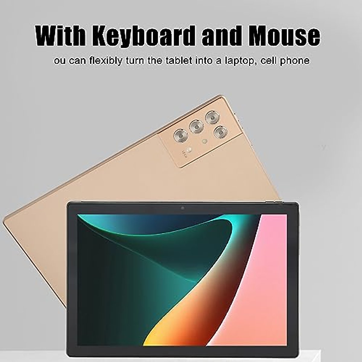 2 in 1 10 Inch Tablet for Android 12, 2.0Ghz 8 Core CPU, 8 + 256GB, 1960 x 1080 FHD HD Touch Screen, 2.4GHz and 5G WiFi, with Keyboard and Mouse, Bluetooth 5.0, 4G Calling (US