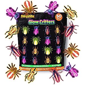 Glow Critters Fake Bugs Glow in the Dark Party Favors (50 Count) - Glow Sticks Party Favors - Glow in the Dark Party Supplies