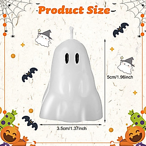Jutom 40 Pieces Halloween Candles Decor Spooky Ghost Burning Candle Soy Wax Cute Aesthetic Candle White Horror Halloween Decorations for Halloween Party Bedroom Home Tabletop