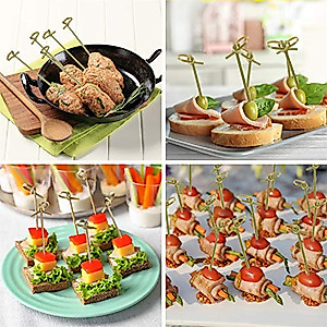 Minisland 200 Pcs Premium Bamboo Cocktail Toothpicks 4.7 and 6 Inch Long Knotted Skewers for Fruit Kabobs, Appetizers, Sandwiches, Drinks -MSL137