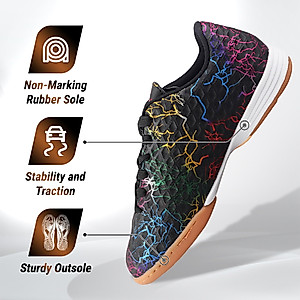 Vizari Zodiac Junior Indoor Soccer Shoes | Synthetic Indoor Football Shoes with Rubber Sole | Durable and Machine Washable for Youth | Ideal for Indoor Soccer and Futsal Black