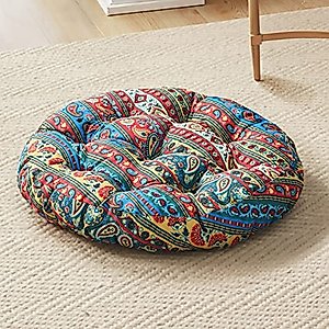 Codi Meditation Floor Pillow, Boho Pillows Seating for Adults & Kids, Large Round Cushion for Yoga Living Room Tatami Sitting, Memory Foam Added, 22x22 Inch, Multi Blaidiere