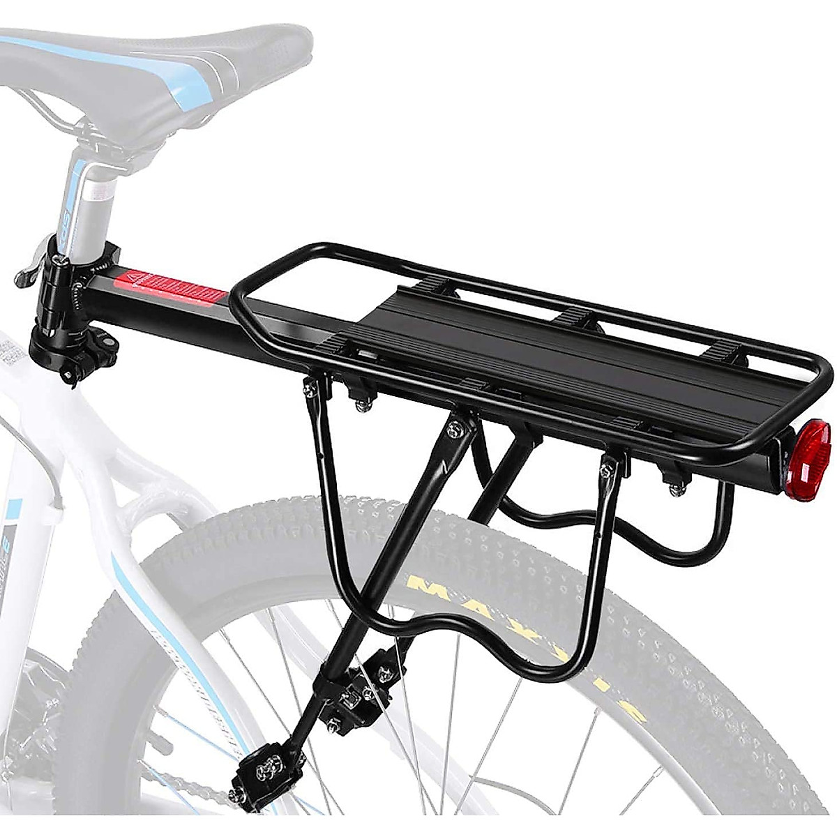 Bike Rear Rack, Aluminum Alloy Bike Rear Seat Luggage Shelf Rack Carrier Racks Quick Release Adjustable Cargo Carrier, 25kg Maximum Bearing