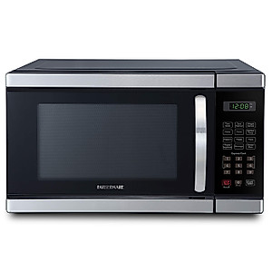 Farberware Countertop Microwave 1000 Watts, 1.1 cu ft - Microwave Oven With LED Lighting and Child Lock - Perfect for Apartments and Dorms - Easy Clean Grey Interior, Stainless Steel