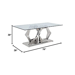 Acme Furniture Gianna Dining Table, Clear Glass & Stainless Steel