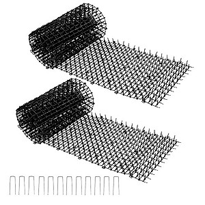 Hmyomina Cat Scat Mat with Spikes Prickle Strips Pest Repellent Spike Deterrent Mat with 12 Garden Staples (13FT)…