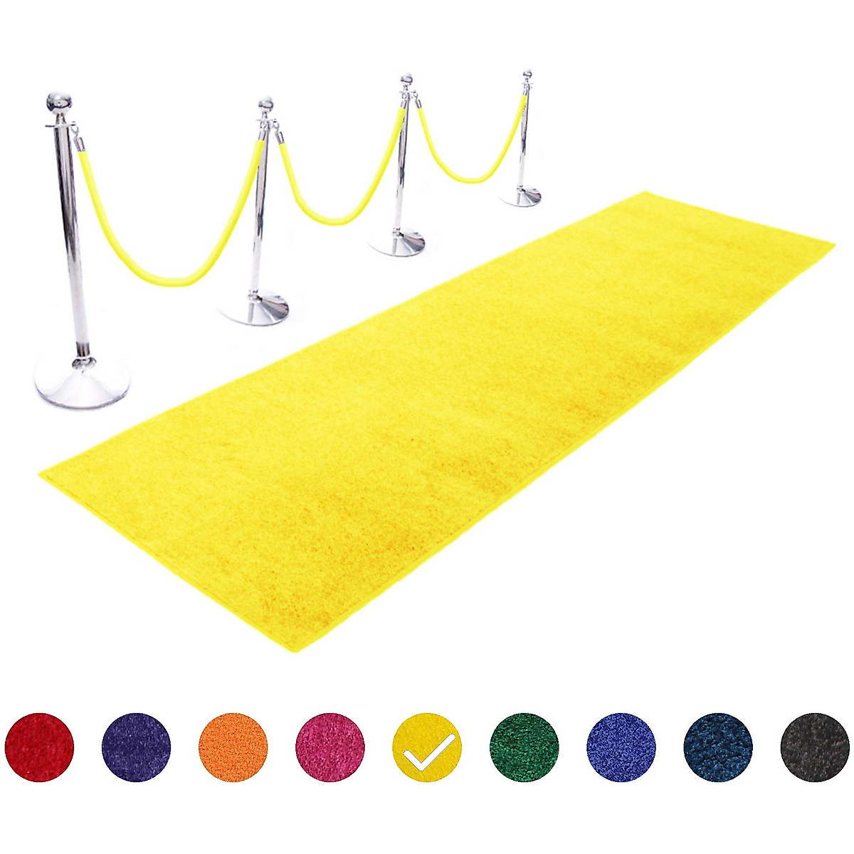 Event Carpet Aisle Runner - Quality Plush Pile Rug with Backing, Binding in Various Sizes (6 X 20 ft, Yellow)