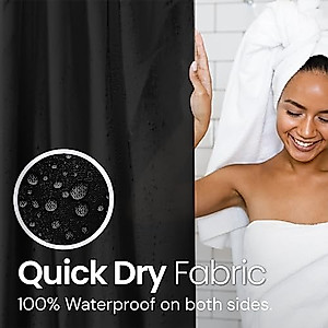 LiBa Black Shower Curtain, Heavy Duty Fabric Shower Curtain, Soft Cloth Shower Curtain, Hotel Quality with Magnets Shower Curtains for Bathroom, Machine Washable 72 x 72 Inches(Black)